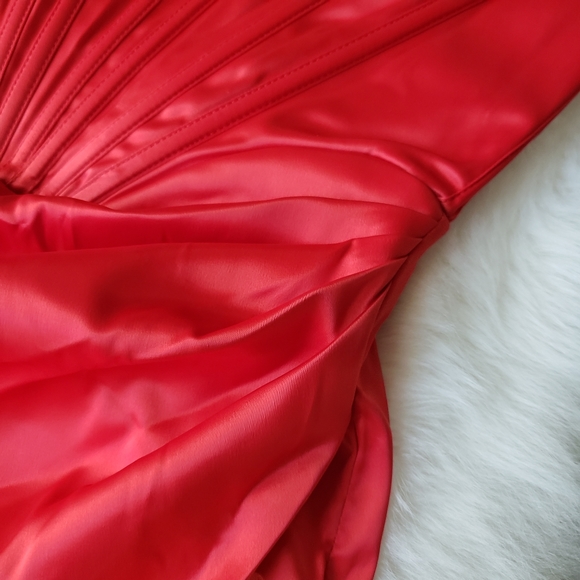 Dani•Thegirl | Dresses | Glossy Satin Draped Sleeve Off The Shoulder ...